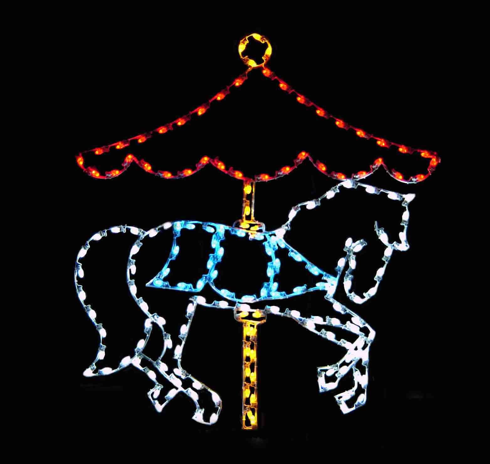 7' Single Horse Carousel Silhouette Christmas Ground Mounted Decoratio ...