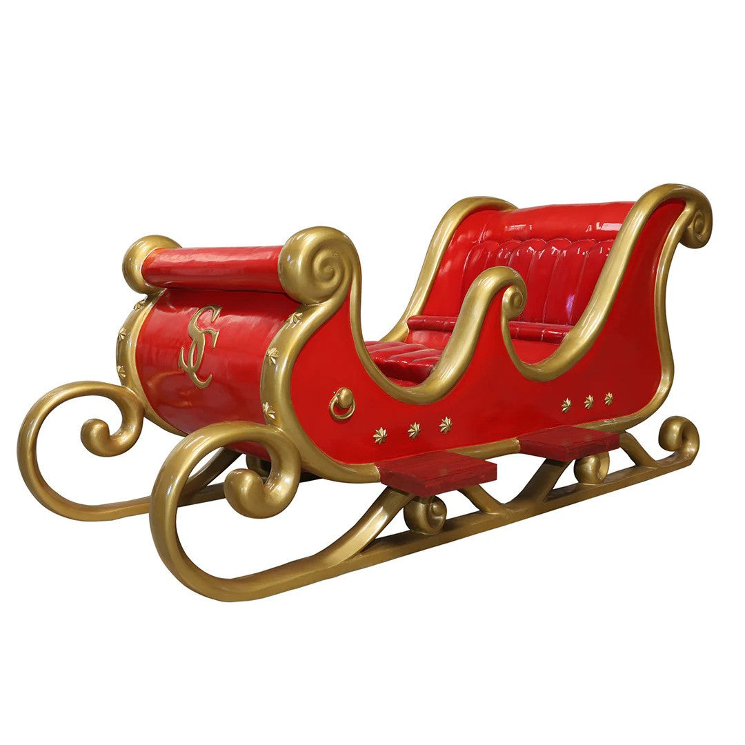 4' Red and Gold 4 Seater Santa Sleigh Fiberglass Christmas Decoration ...