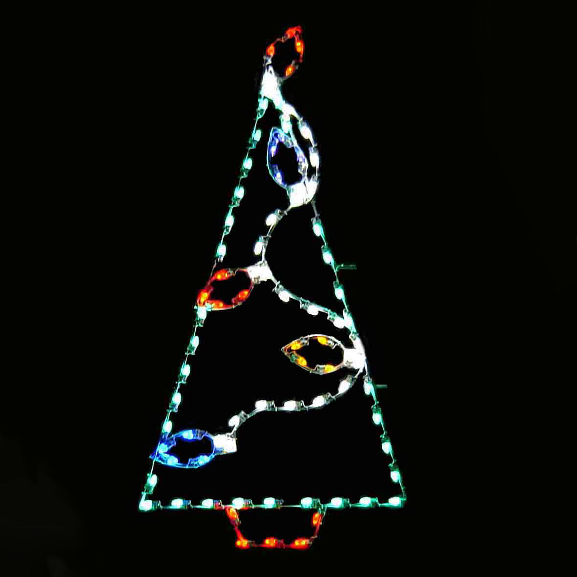 7 ft. Tree with Light Bulbs Silhouette Christmas Pole Mounted Decorati ...