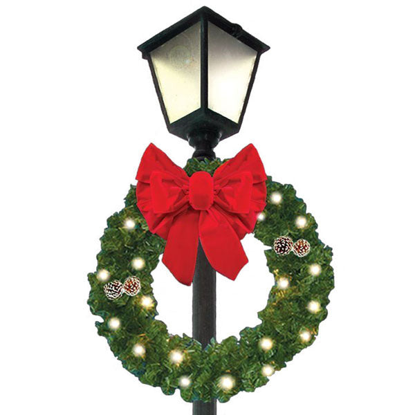 40 in. Center Mounted Christmas Wreath with Bow - Lit & Unlit – Display ...