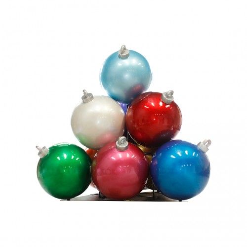 9' Multi-Color Christmas Ornament Ball Stack Fiberglass Christmas Deco ...