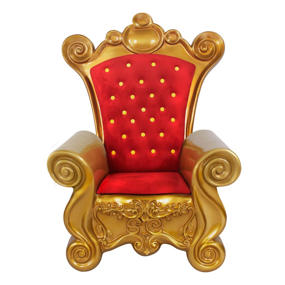 5' Gold and Red Santa Chair Fiberglass Decoration - Display Sales