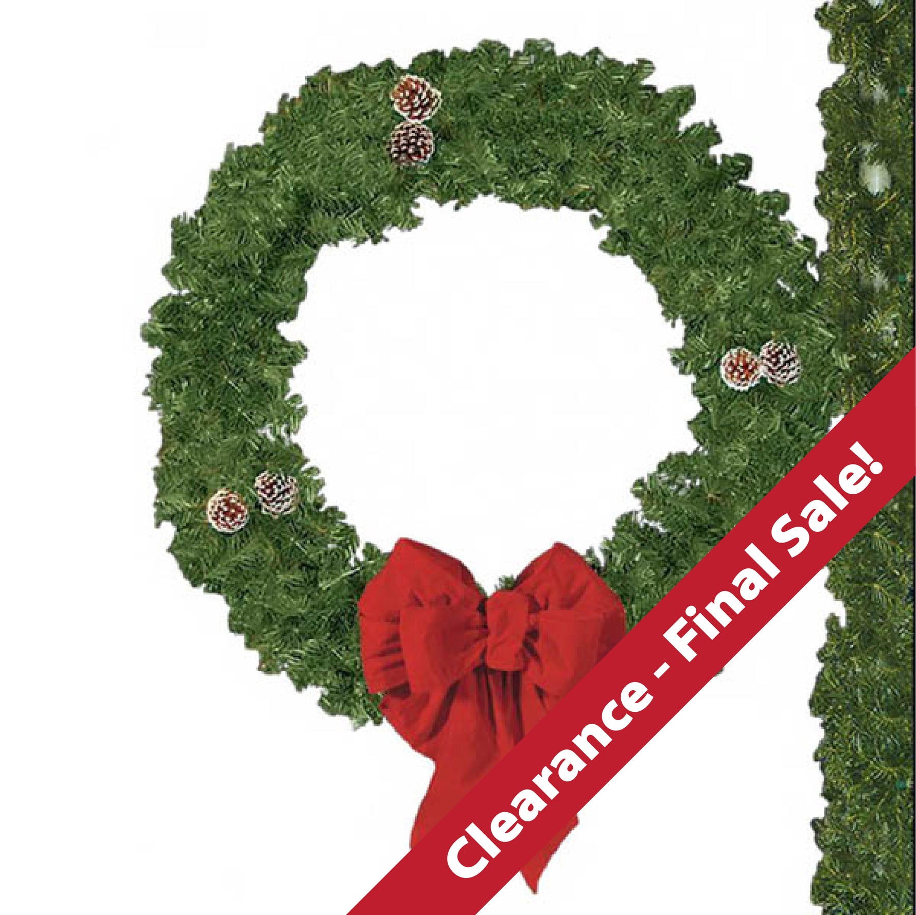 36 in. Pole Mounted Christmas Wreath with Bow - Lit & Unlit - Display Sales