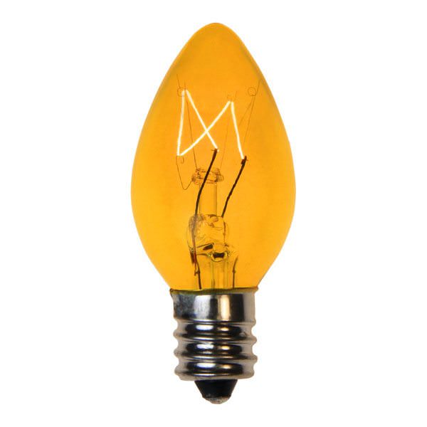 Yellow C7 Transparent Incandescent Light Bulbs - 25/BX - Display Sales