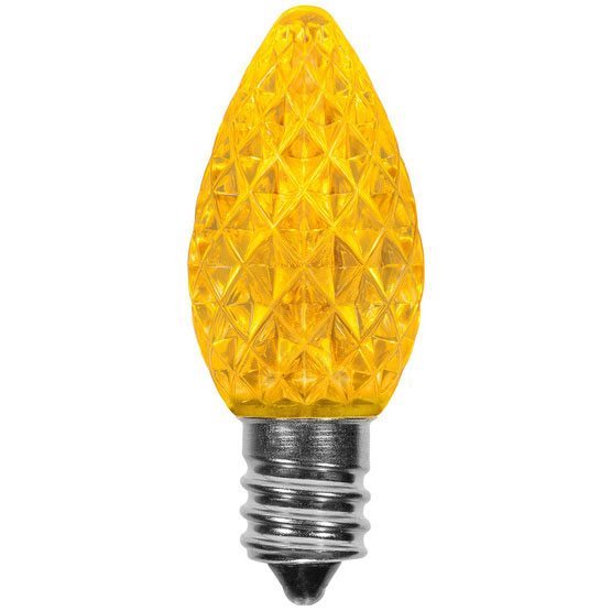 Yellow C7 Crystal Cut LED Light Bulbs - 25/BX - Display Sales